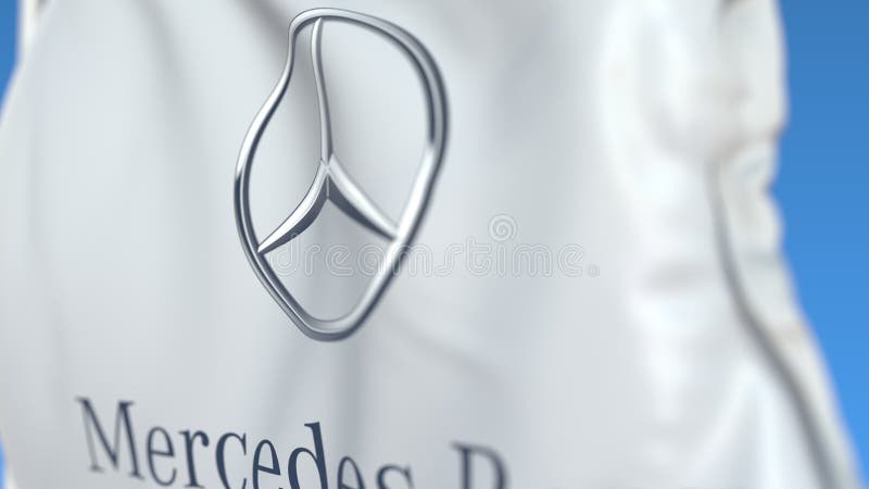 Waving Flag with Mercedes-Benz Logo, Close-up. Editorial 3D Rendering ...