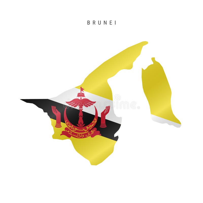 Waving Flag Map of Brunei. Vector Illustration Stock Vector ...