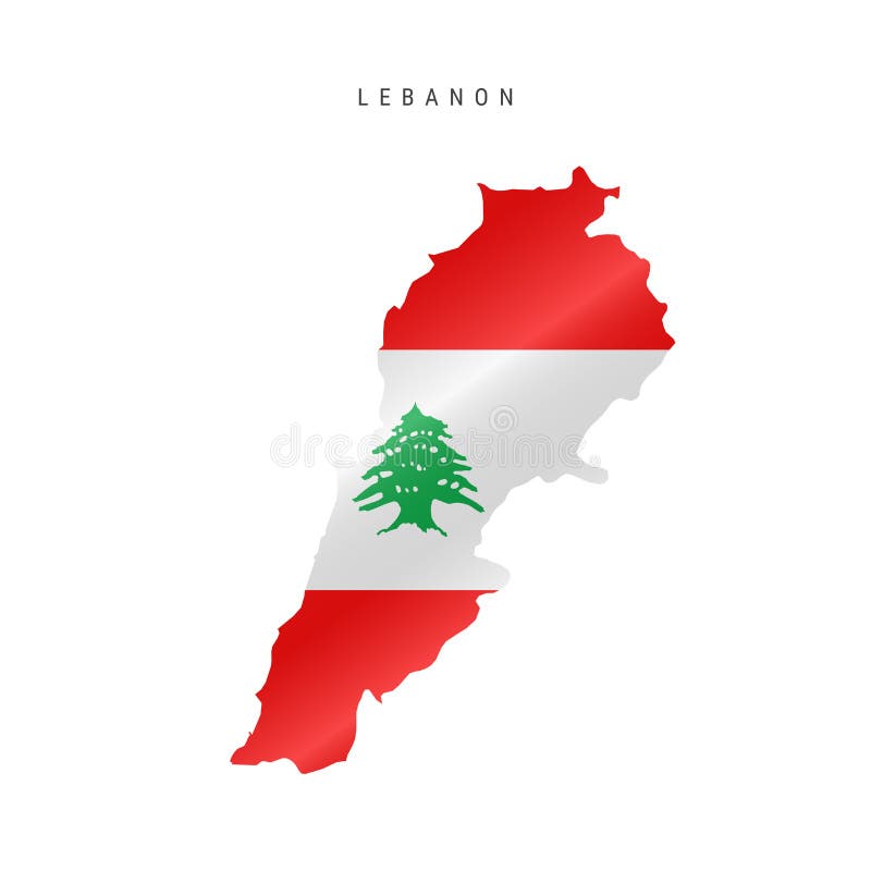 Lebanon. Detailed Flag Map. Detailed Silhouette. Waving Flag. Vector ...