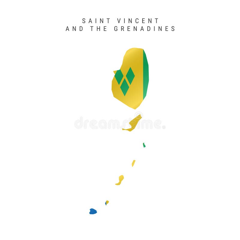 Waving Flag Map of Saint Vincent and the Grenadines. Vector ...