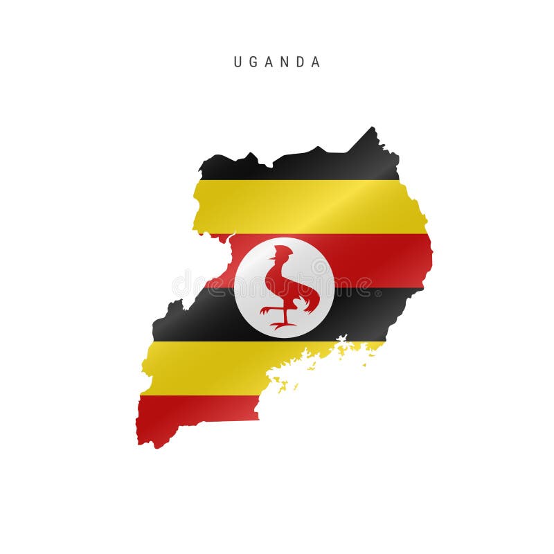 Waving Flag Map of Uganda. Vector Illustration Stock Illustration ...