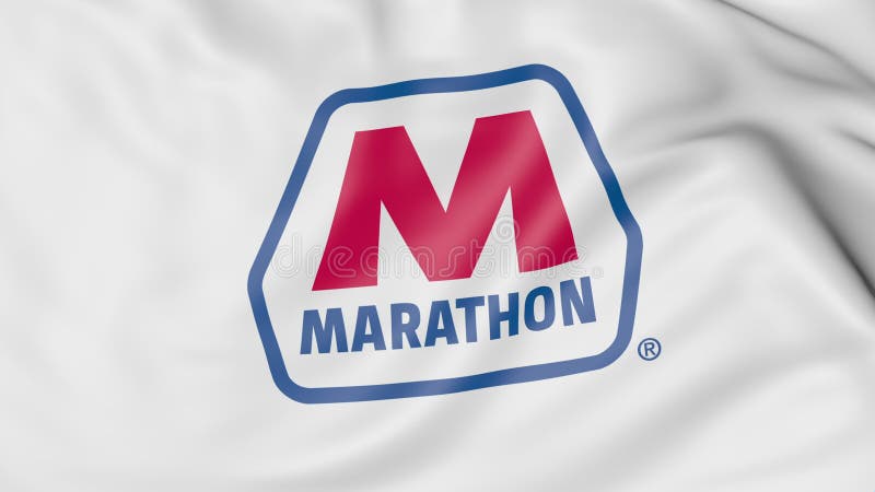 US Flag and Marathon Runners Stock Illustration - Illustration of color ...