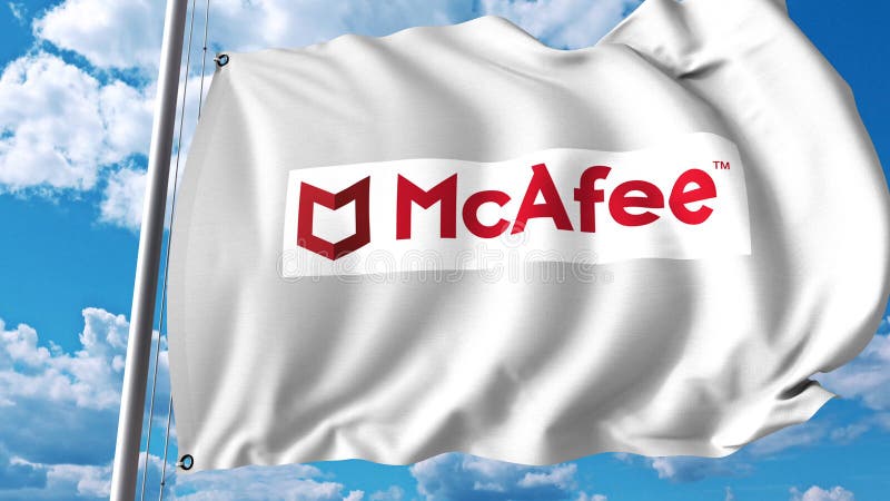 Waving Flag with Mcafee Logo. 4K Editorial Animation Stock Video ...