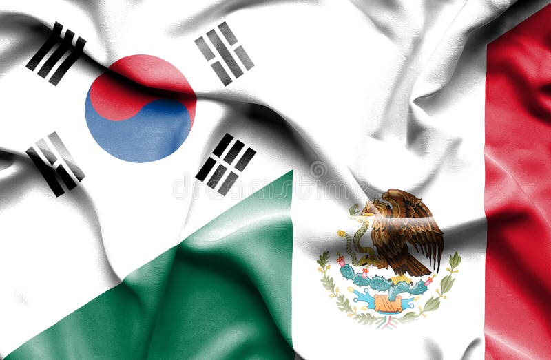 Waving Flag of Mexico and South Korea Stock Illustration - Illustration ...