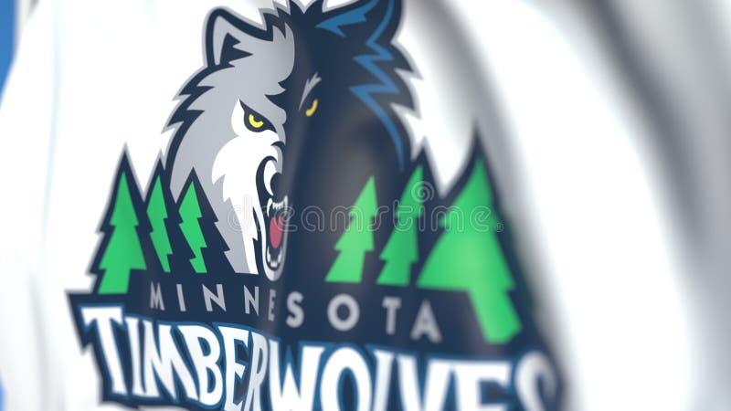 Waving Flag with Minnesota Timberwolves Team Logo, Close-up. Editorial ...
