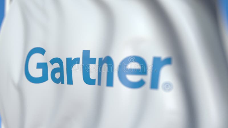 Waving Flag Mit Gartner Logo, Nahaufnahme Editorisches 3D-Rendering ...