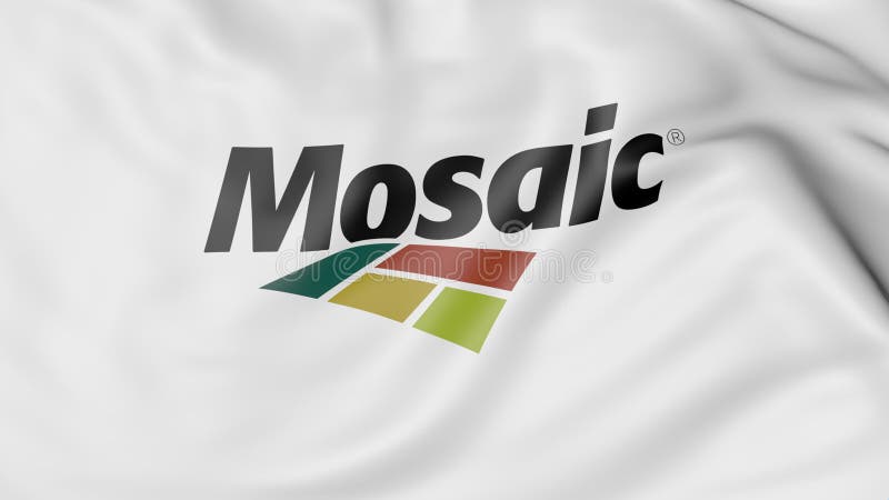 Waving Flag with the Mosaic Company Logo. Editorial 3D Rendering ...