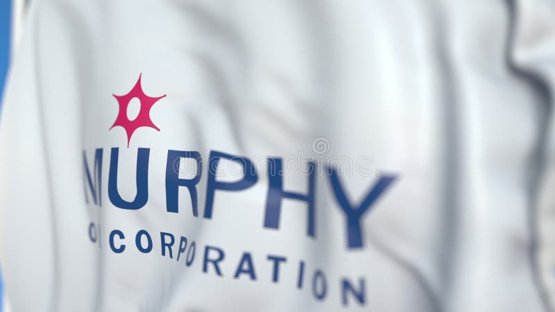 Waving Flag with Murphy Oil Logo, Close-up. Editorial 3D Rendering ...