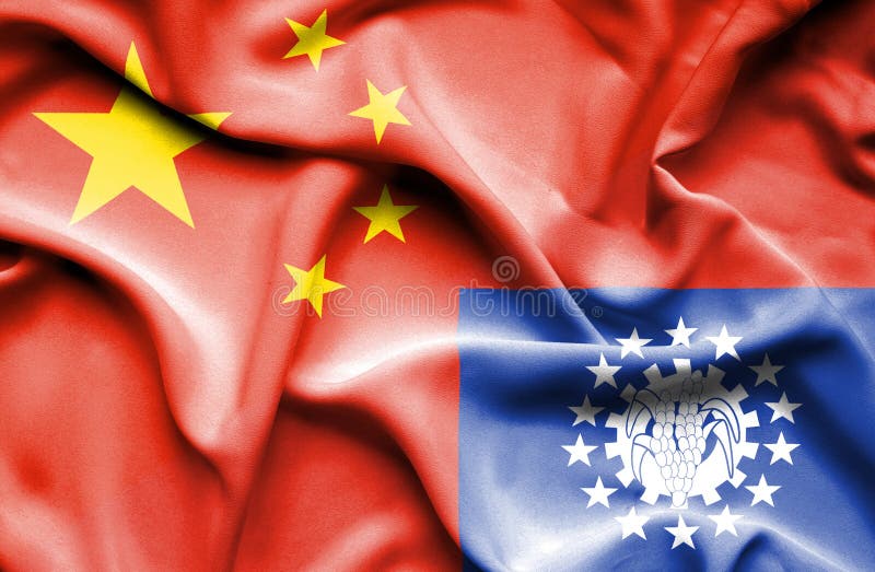 Waving Flag of Myanmar and China Stock Illustration - Illustration of ...