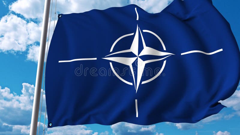 Waving Flag with NATO Logo. Editorial 3D Rendering Editorial Stock ...