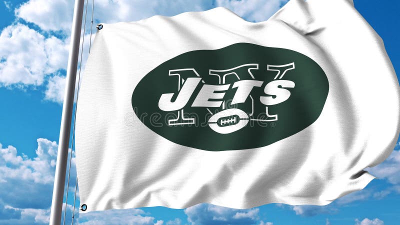 Waving Flag with New York Jets Professional Team Logo. Editorial 3D ...