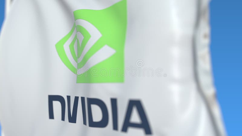 Waving Flag with Nvidia Logo, Close-up. Editorial 3D Rendering ...
