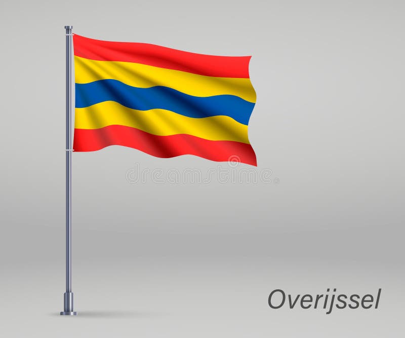 Waving Flag of Overijssel - Province of Netherlands on Flagpole Stock ...