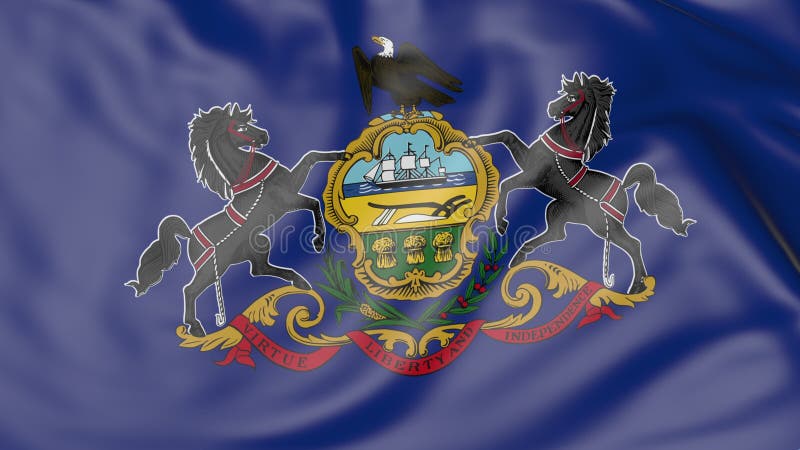 Waving Flag of Pennsylvania State. 3D Rendering Stock Image - Image of ...