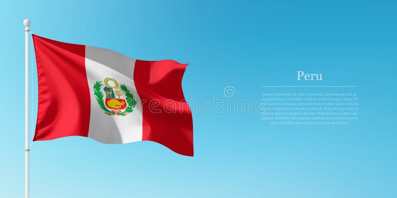 Waving Flag of Peru Against Clear Blue Sky Copyspace Stock Illustration ...