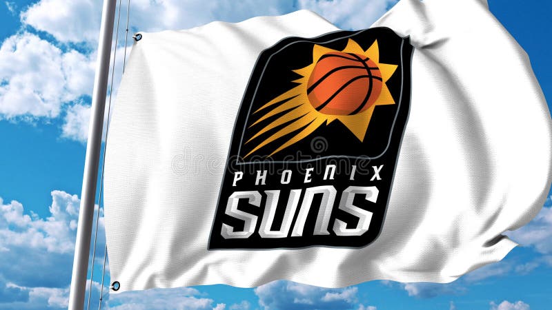 Waving Flag with Phoenix Suns Professional Team Logo. Editorial 3D ...