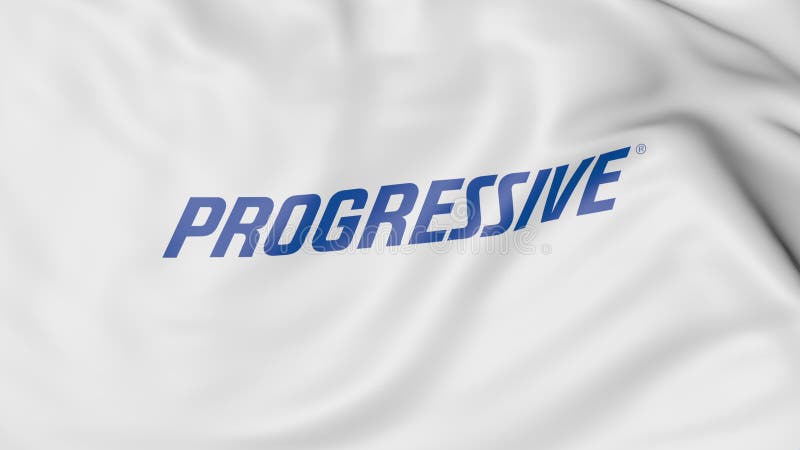 Waving Flag with Progressive Corporation Logo. Editorial 3D Rendering ...