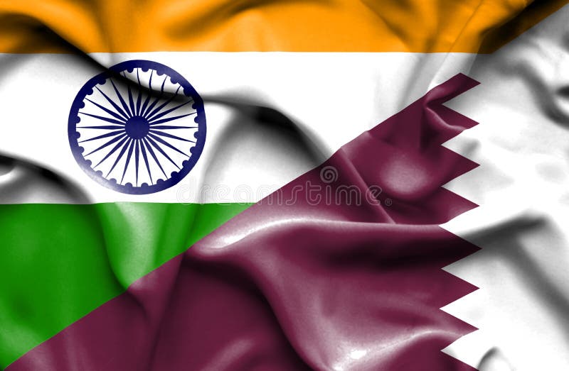 Qatar and India Realistic Flag – Fabric Texture Illustration Stock ...