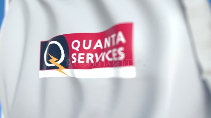 Waving Flag with Quanta Services Logo, Close-up. Editorial 3D Rendering ...