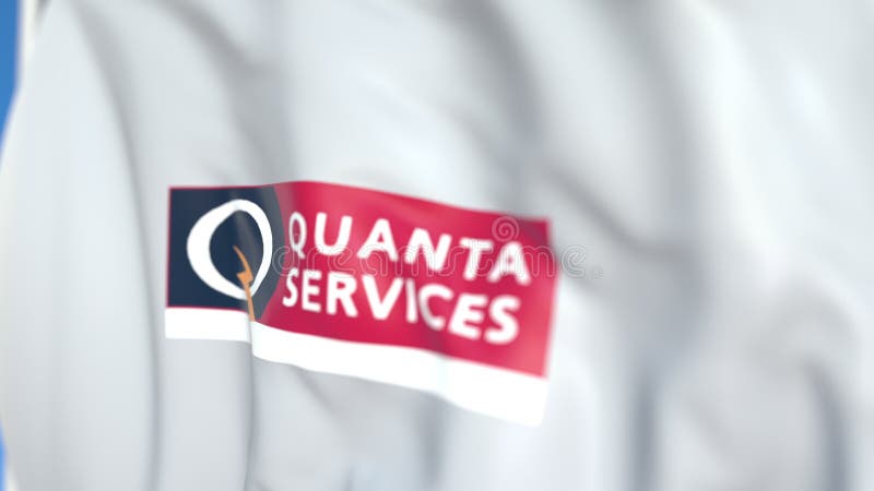Waving Flag with Quanta Services Logo, Close-up. Editorial 3D Rendering ...