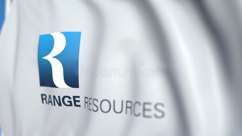 Flying Flag with Range Resources Logo, Close-up. Editorial Loopable 3D ...