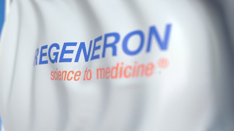 Flying Flag with Regeneron Logo, Close-up. Editorial 3D Rendering ...