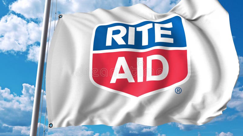 Waving Flag with Rite Aid Logo. Editoial 3D Rendering Editorial Stock ...