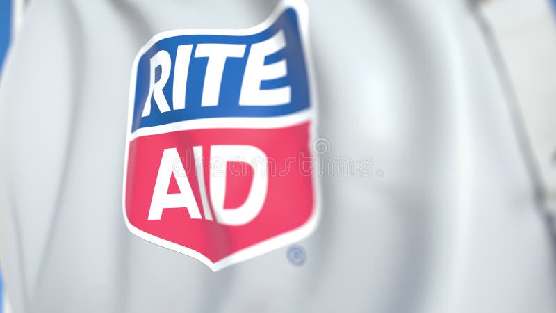 Flying Flag with Rite Aid Logo, Close-up. Editorial 3D Rendering ...