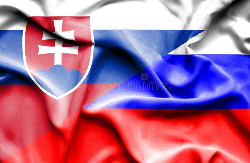 Waving Flag of Russia and Slovak Stock Illustration - Illustration of ...