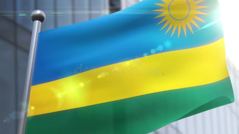 Flag of Rwanda Realistic Waving on Blue Screen. Seamless Loop Animation ...