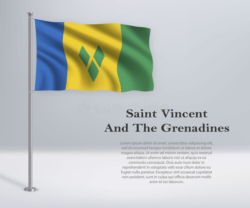 Waving Flag of Saint Vincent on Flagpole. Template for Independe Stock ...