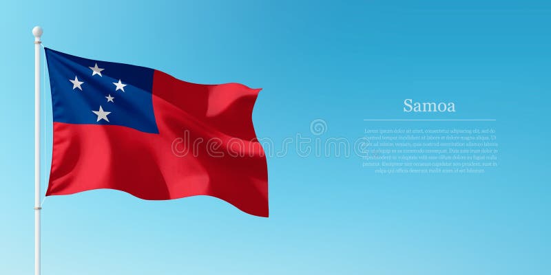 Waving Flag of Samoa Against Clear Blue Sky Copyspace Stock ...