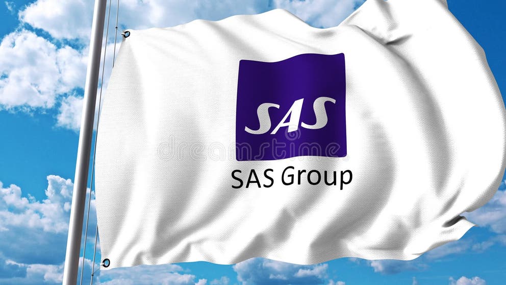 Waving Flag with SAS Group Logo. 3D Rendering Editorial Photo ...