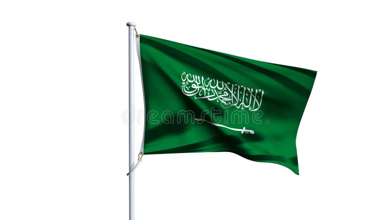 Waving Flag of Saudi Arabia Isolated on White Background. Stock ...