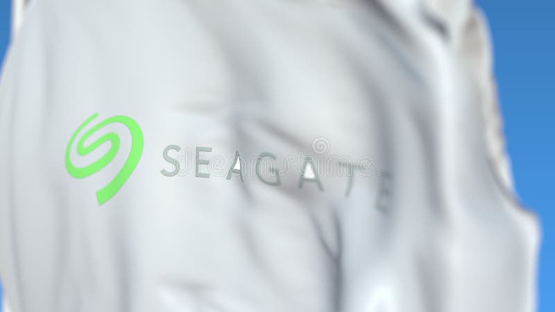 Flying Flag with Seagate Technology Logo, Close-up. Editorial 3D ...