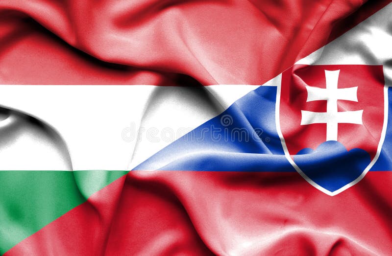 Hungary And Slovakia Two Flags Textile Cloth, Fabric Texture Stock ...