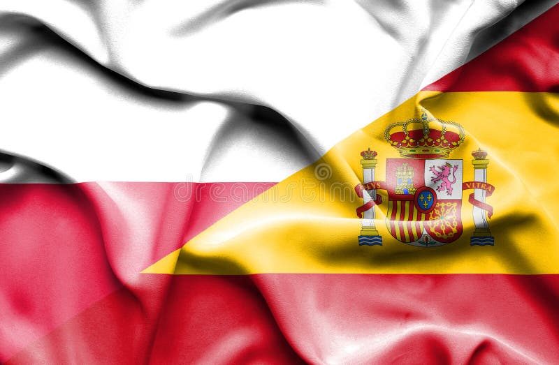 Spain and Poland. the Spanish and Polish Flags. Official Proportion ...