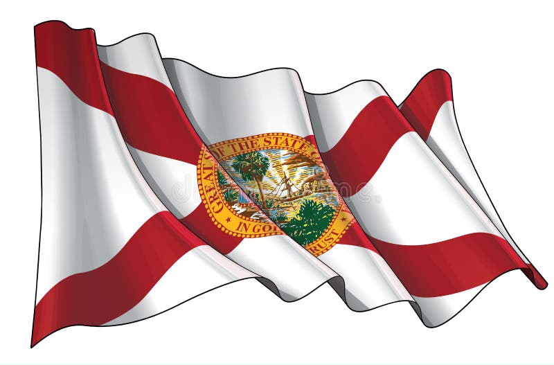 Waving Flag Of The State Of Florida Stock Vector Illustration Of