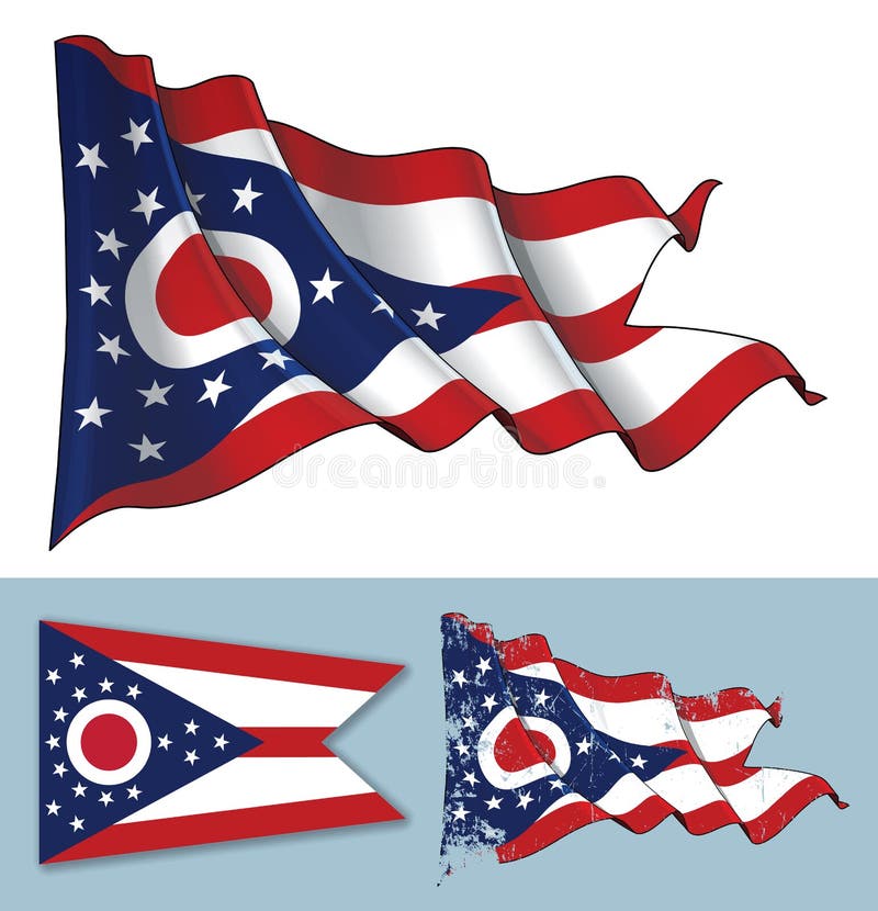 Waving Flag of the State of Ohio Stock Vector - Illustration of ...