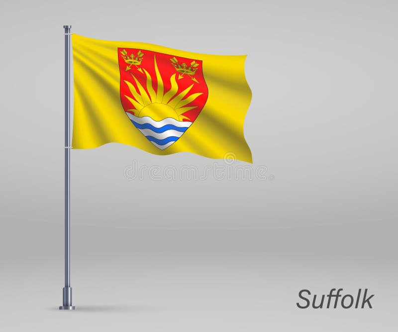 Waving Flag of Suffolk - County of England on Flagpole. Template Stock ...