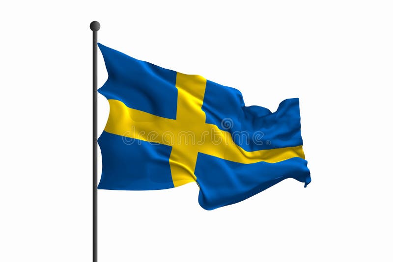 Waving Flag of Sweden. 3D Rendering Stock Illustration - Illustration ...
