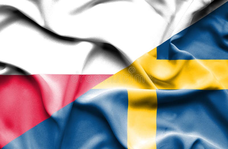 Poland And Sweden. Crossed Polish And Swedish Flags. Official Colors ...
