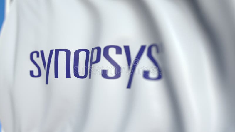 Waving Flag with Synopsys Logo, Close-up. Editorial Loopable 3D ...