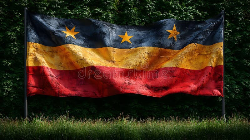 Waving Flag with Three Stars Illustration Stock Photo - Image of ...
