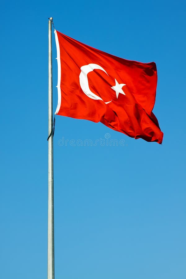 Waving flag of Turkey stock image. Image of outdoors - 16606623