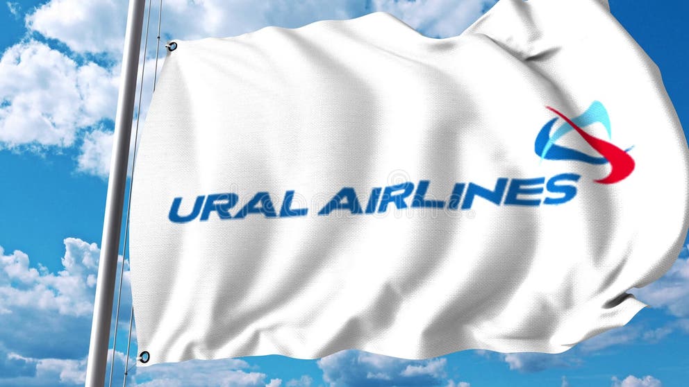 Waving Flag with Ural Airlines Logo. 3D Rendering Editorial Image ...