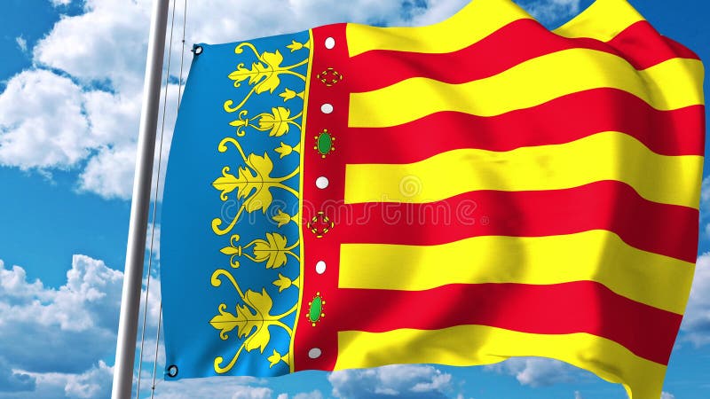 Waving Flag of Valencian Community, an Autonomous Region in Spain. 3D ... Waving Flag of Valencian Community, an Autonomous Region in Spain. 3D ...