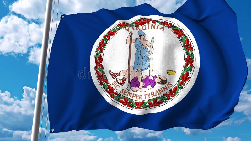Waving Flag of Virginia. 3D Rendering Stock Illustration - Illustration ...
