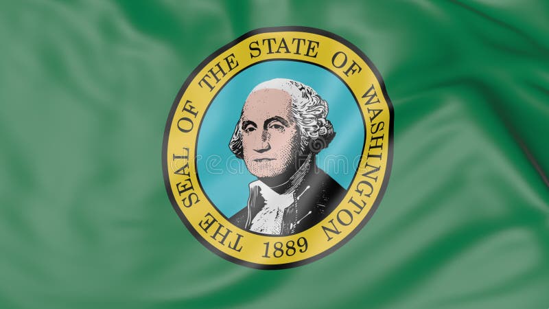 Waving Flag of Washington State. 3D Rendering Stock Image - Image of ...