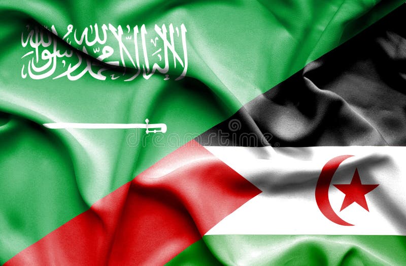 Waving Flag of Western Sahara and Saudi Arabia Stock Illustration ...